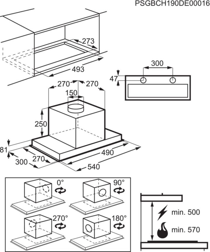 AEG DGE5661HM 54cm Built In Extractor Hood