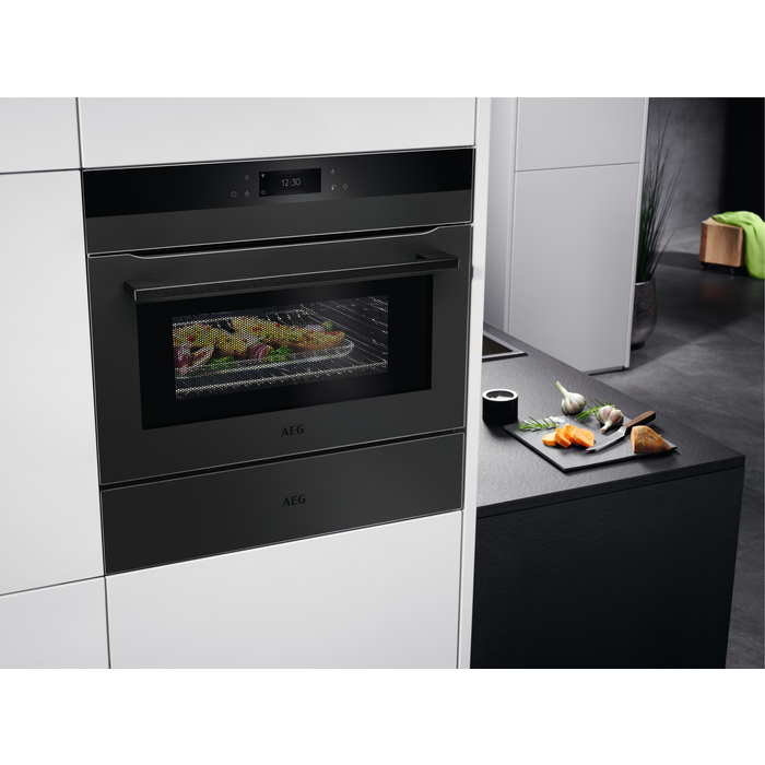AEG KMK768080T CombiQuick Built In Microwave Oven with Enamel Cleaning