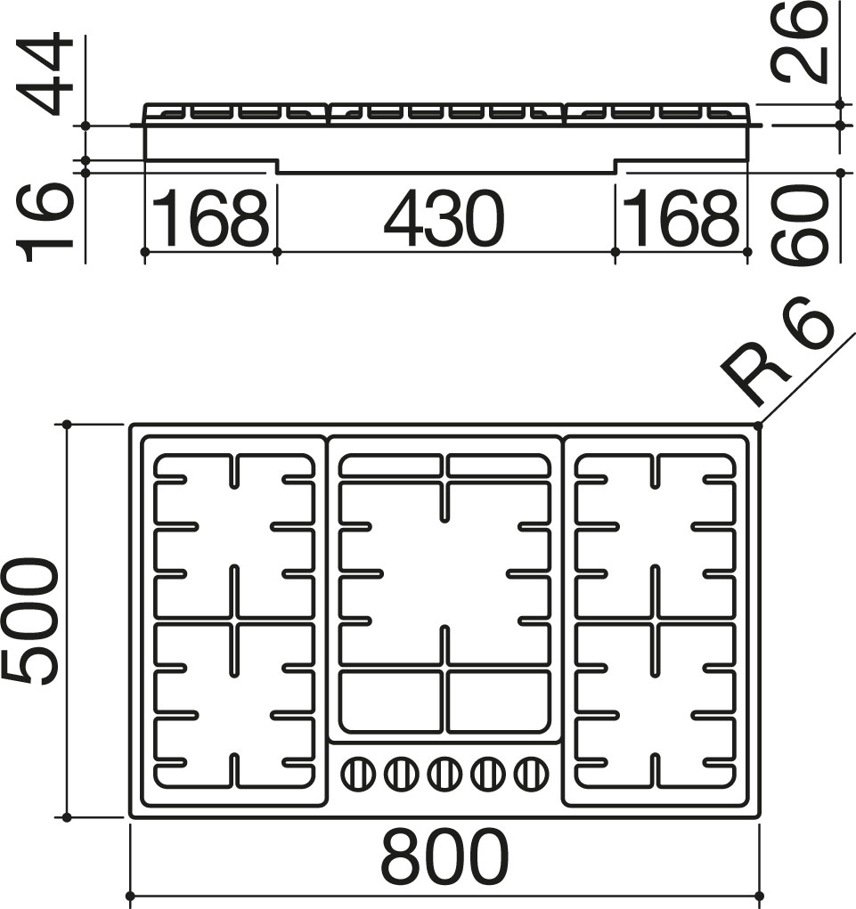 Barazza 1POF80 80cm Gas Hob