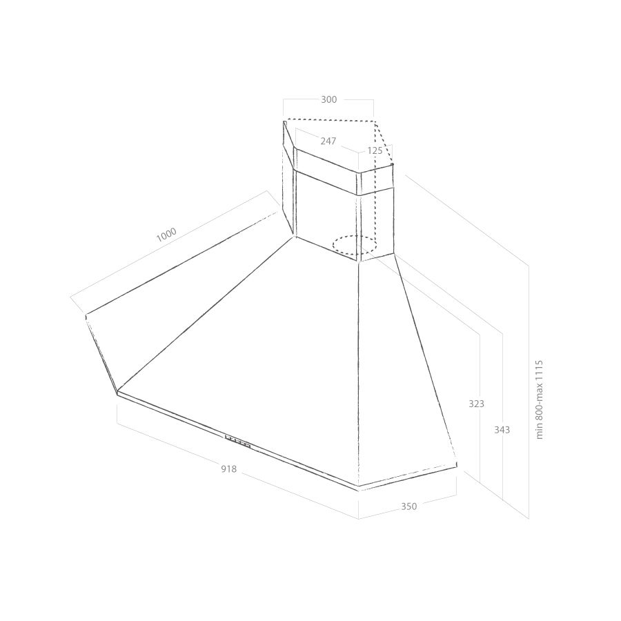Elica Acuta 100cm Corner Chimney Extractor Hood