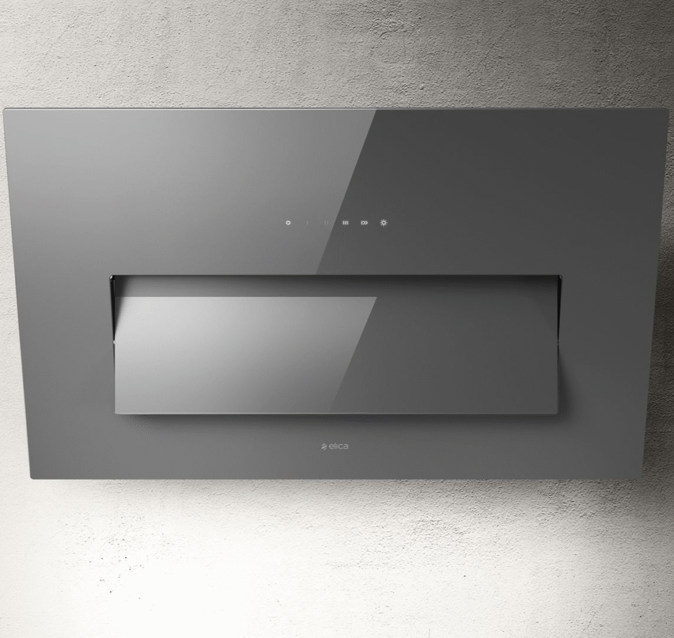 Elica BLOOM-STD-BLK Bloom 85cm Angled Extractor Hood in Black Glass ...