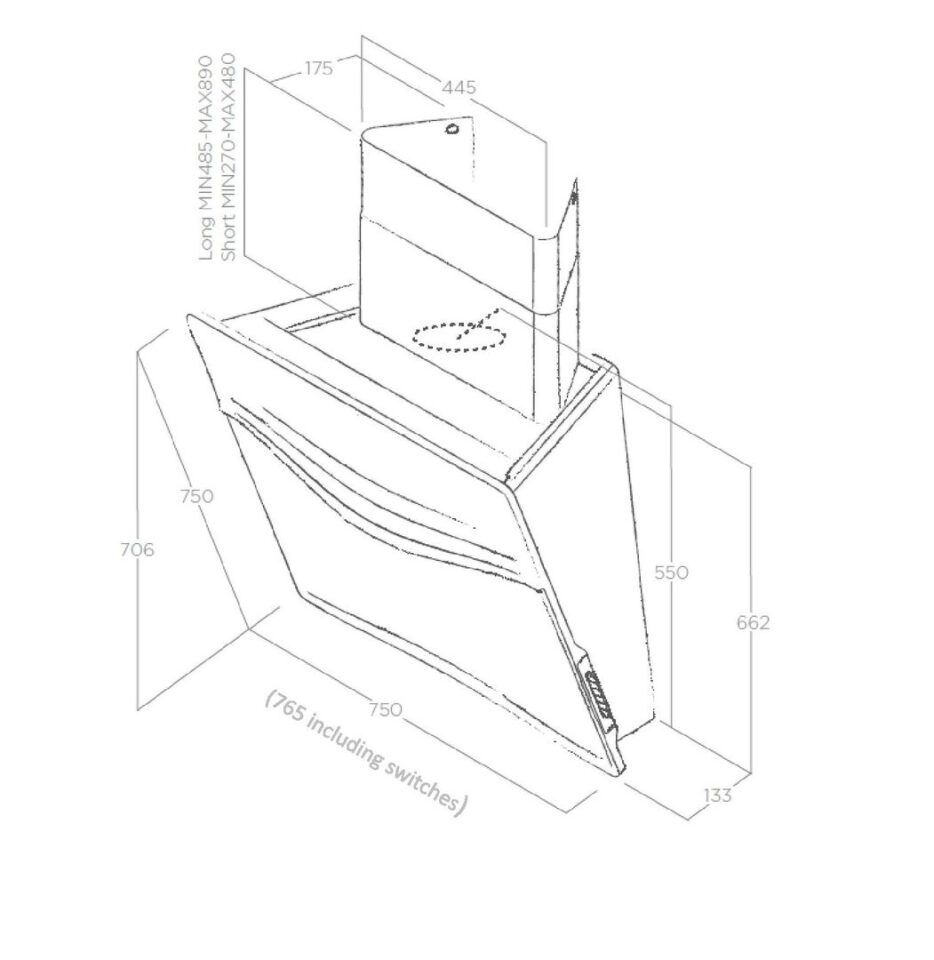Elica ELEKTRAHP-80 Concetto Spaziale Wall Mount Extractor White ...
