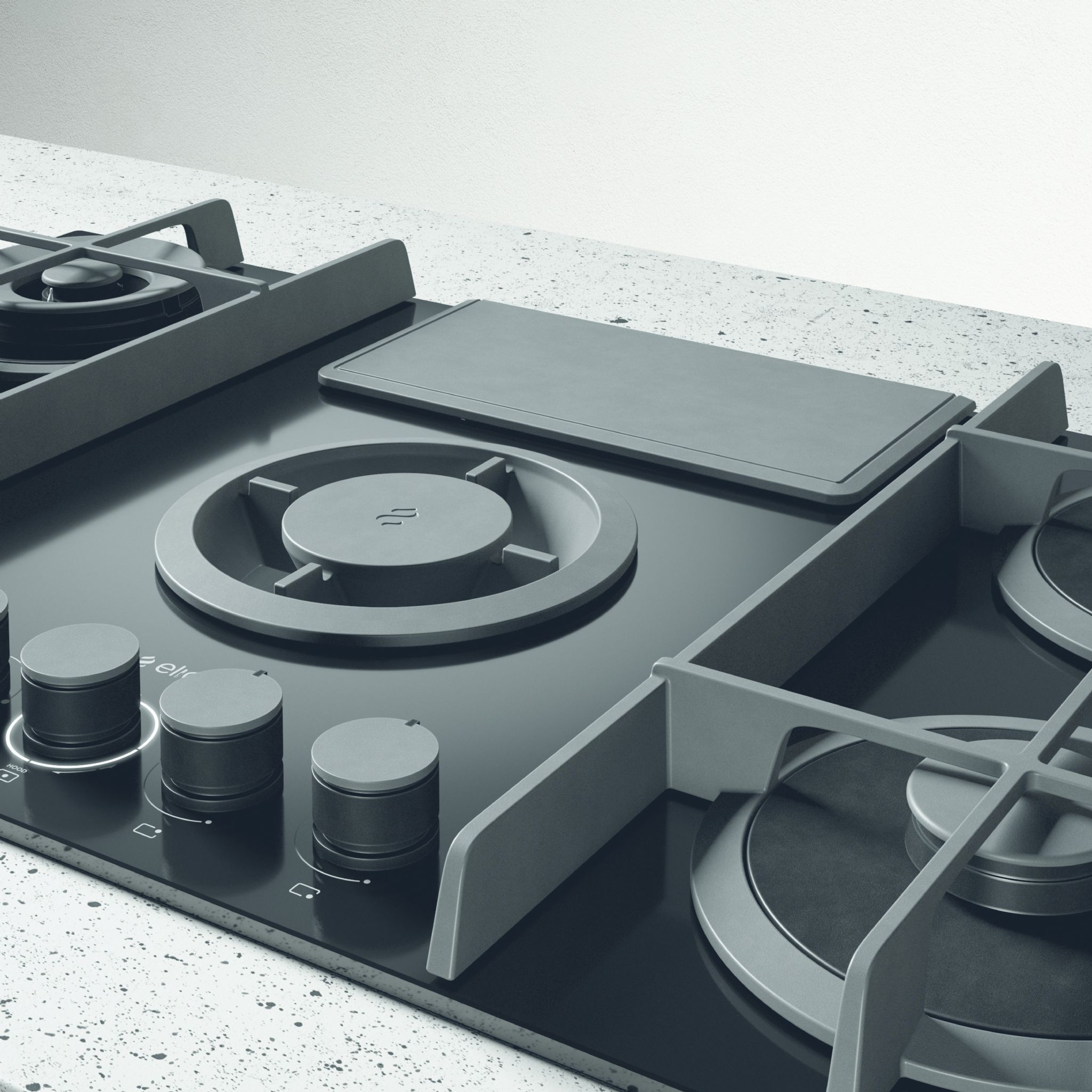 Elica NT-FLAME-GR-RC Flame RC 88cm Vented Gas Hob in Grey - Appliance ...