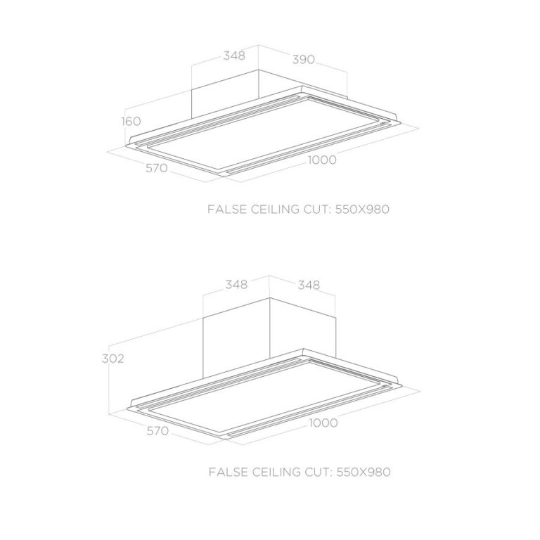 Elica Hilight GLS NM 100cm Ceiling Extractor Hood in White Glass