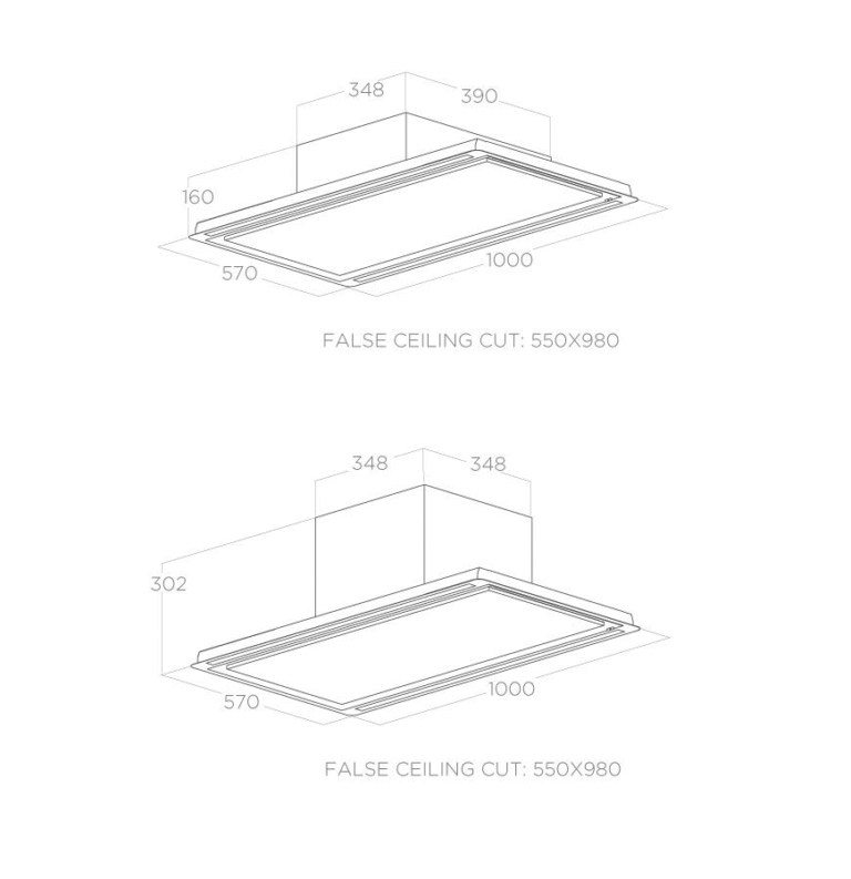 Elica HILIGHT-X-16-WH Hilight X H16 100cm Ceiling Extractor Hood in ...