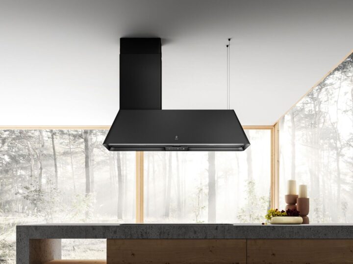 Elica Ikona Maxxi Pure 120cm Island Extractor Hood in Black