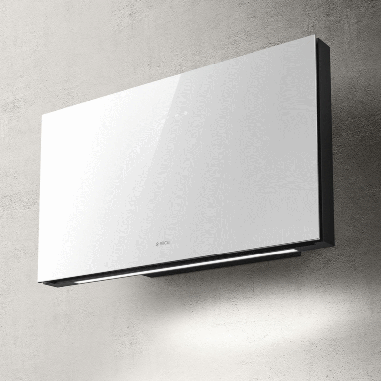 Elica PLAT-WH-80 Plat 80cm Built In Wall Extractor Hood in White Glass ...