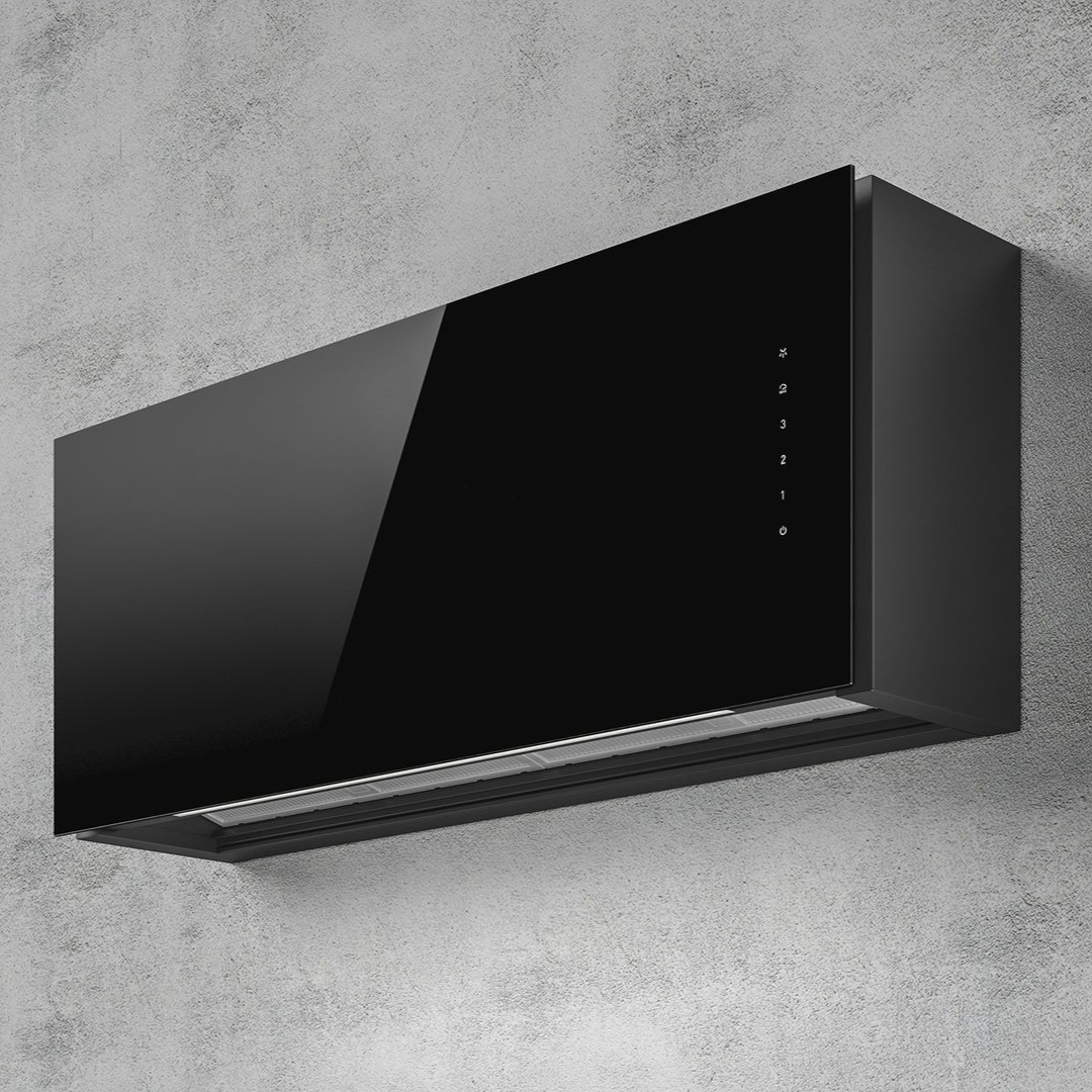 Elica RULES-BLK-90 Rules 90cm Built In Extractor Hood in Black Glass ...