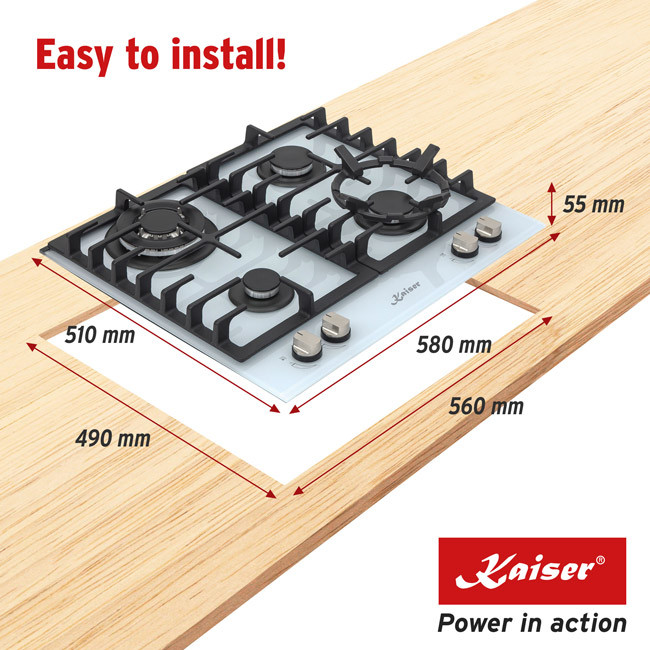 Kaiser KCG 6380 W Turbo Grand Chef Turbo Gas Hob