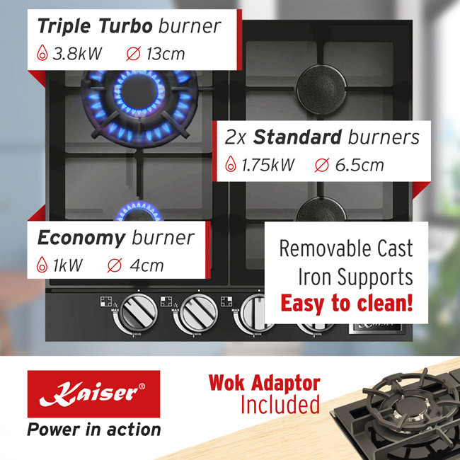 Kaiser KCG 6387 Turbo Avantgarde Pro Turbo Gas Hob