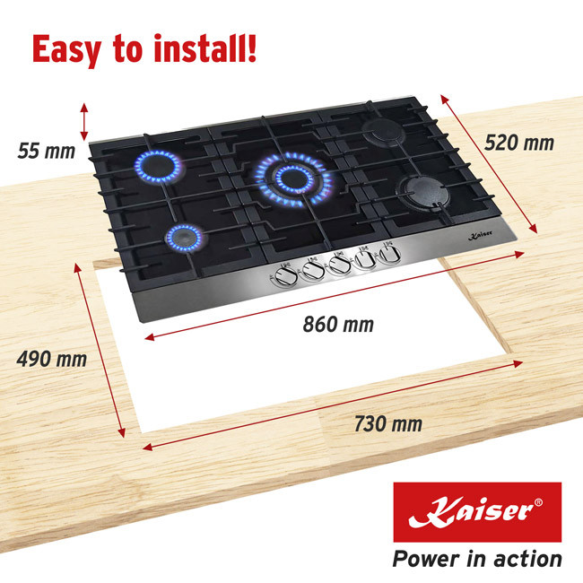 Kaiser KCG 9386 Turbo Avantgarde Pro 86cm Turbo Gas Hob