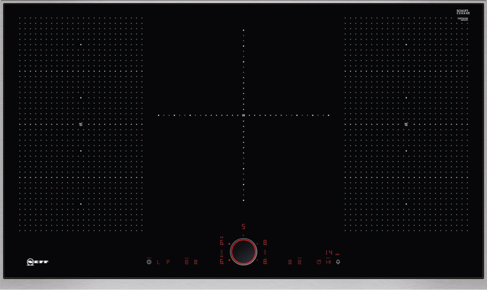 Neff T59TS51N0 Induction hob Glass on stainless steel trim 918 mm