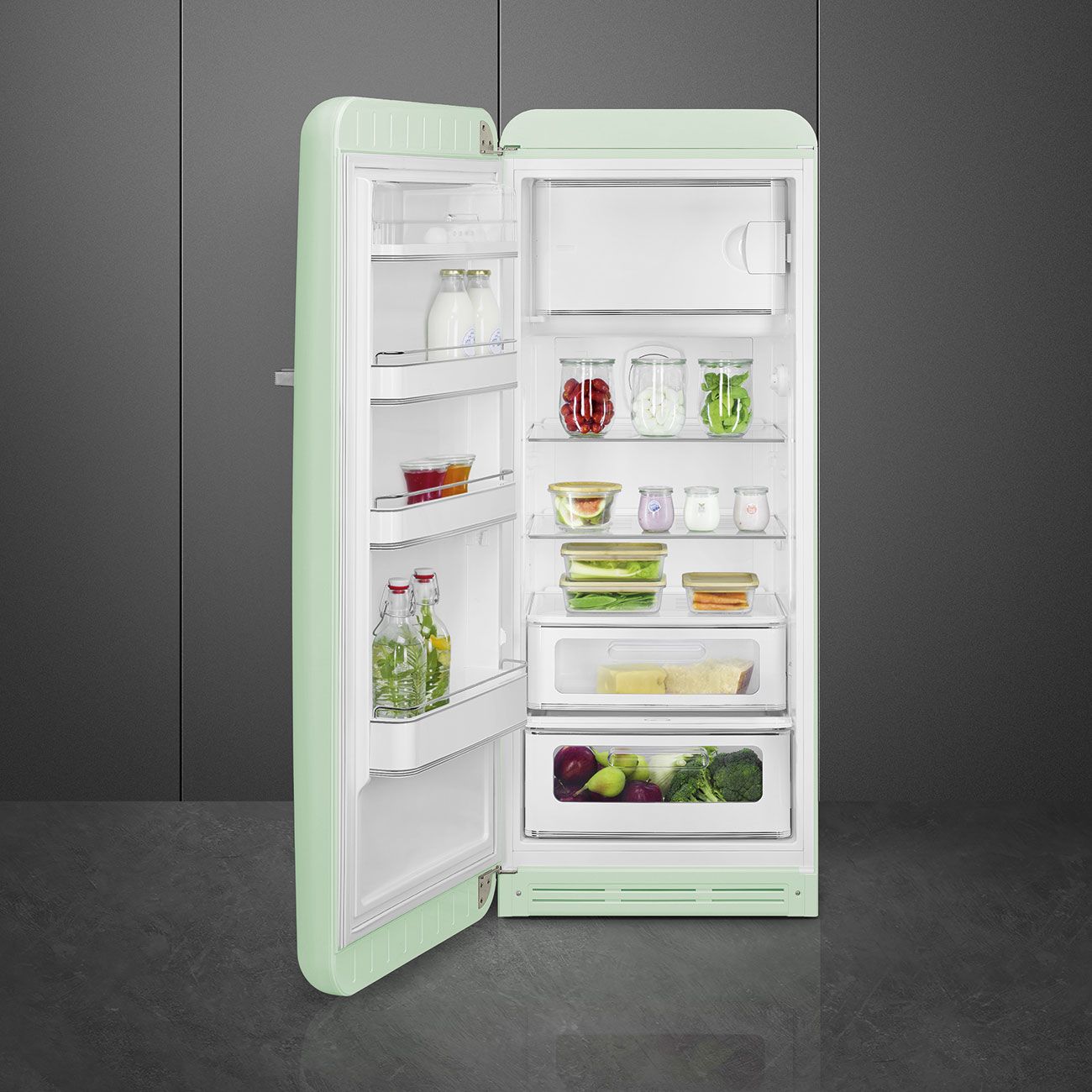 Smeg FAB28LPG5 50's Style Freestanding Fridge Left Hinge Pastel Green ...