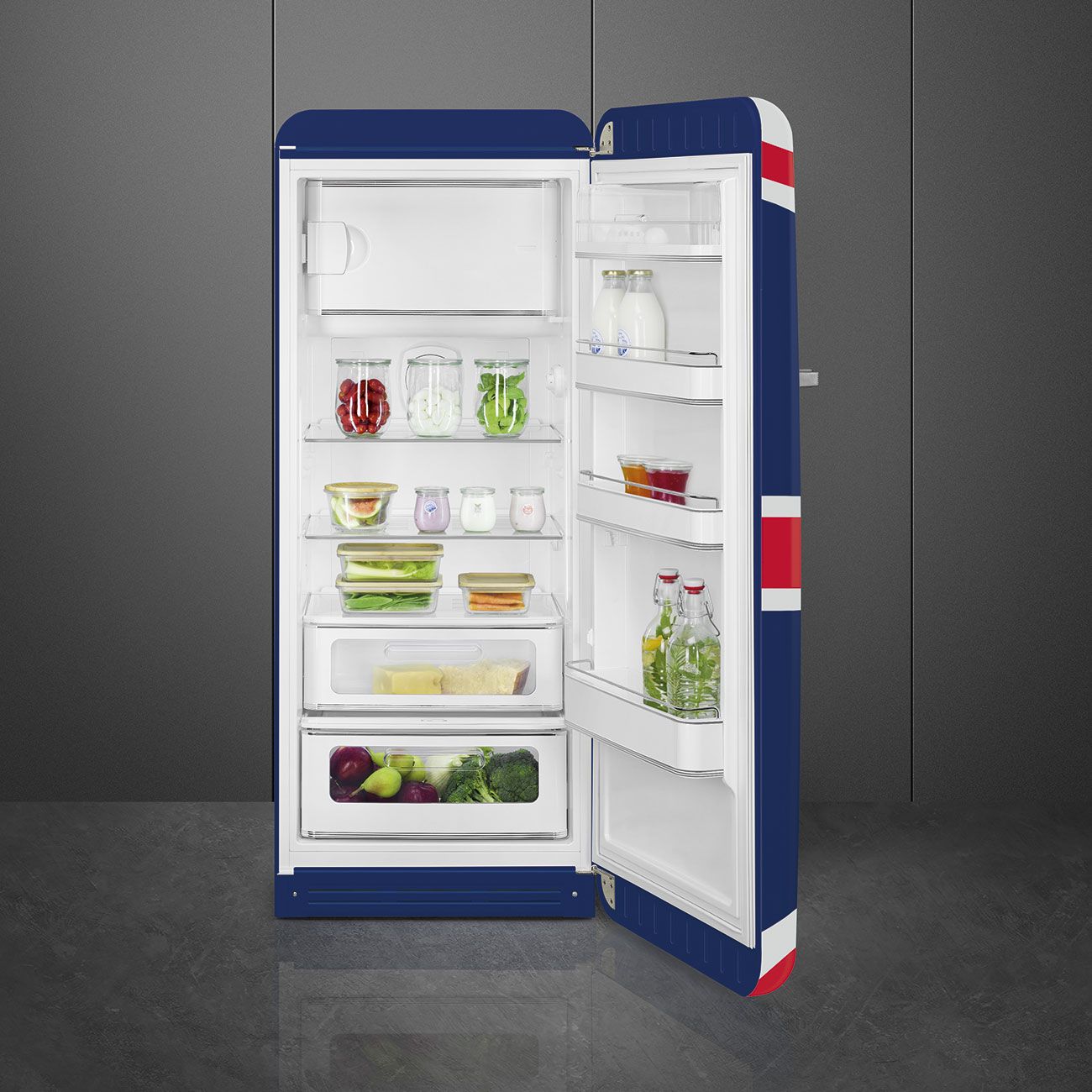 Smeg FAB28RDUJ5 50s Style Freestanding Fridge Right Hinge Union Jack Design