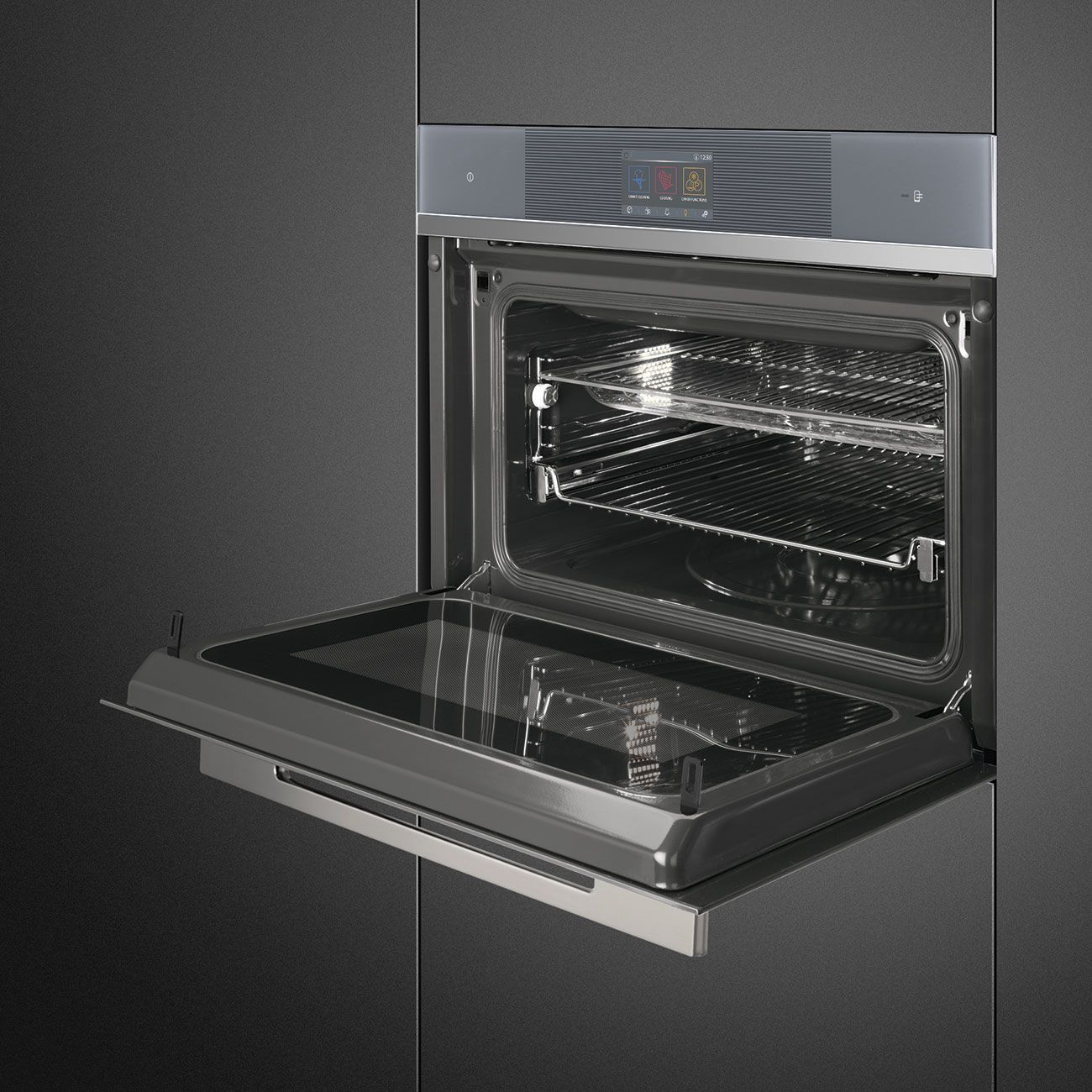 Smeg Linea Combi Microwave Oven Silver SF4104WMCS